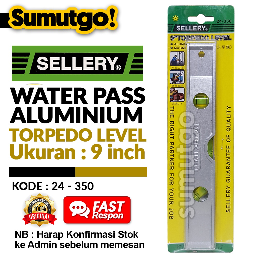 Jual Waterpass Magnet Aluminium 9 inch SELLERY Torpedo Level Water Pass ...