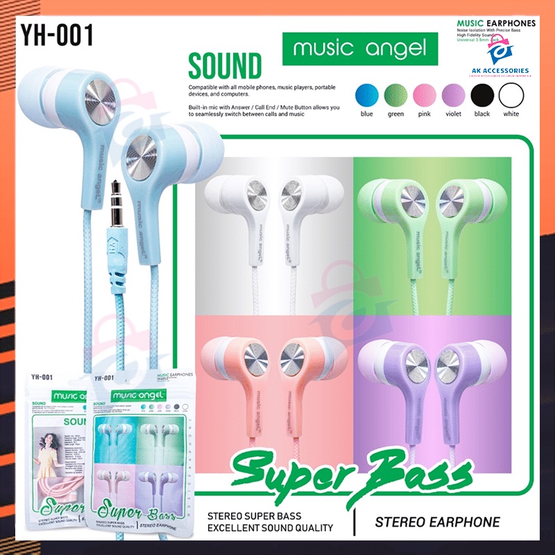 Jual AKACC HEADSET/HANDSFREE/EARPHONE/HF MUSIC ANGEL MP3 MACARON STEREO ...