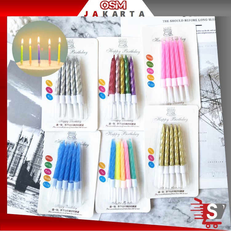 Jual OSM JKT Li5552 Lilin Ulang Tahun 10 Pcs / Lilin Metalik / Birthday ...