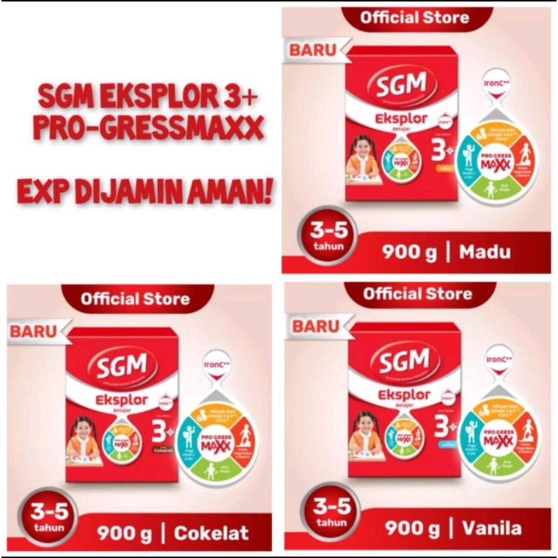 Jual SGM Eksplor 3+ PRO-GRESS MAXX 900gr MADU/VANILA/ 400g | Shopee Indonesia