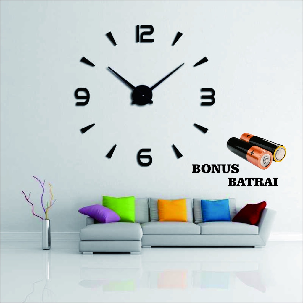 Jual JAM DINDING TEMPEL DIY ANALOG 3D MODERN - JAM DINDING TEMBOK / JAM ...