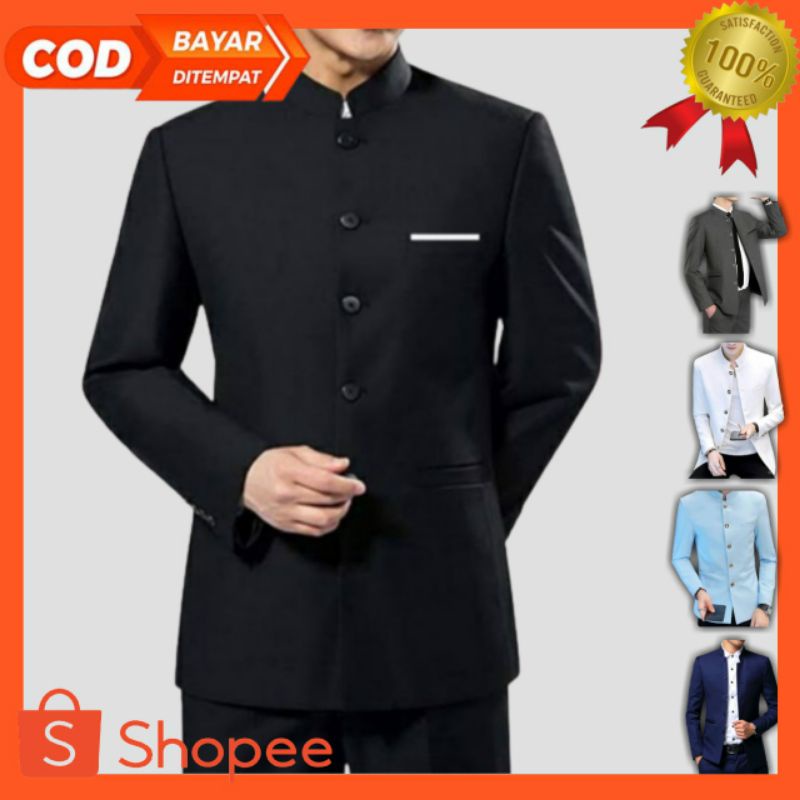 Jual Jas Mandarin Jasko Pria Blazer Koko Setelan Full Furing | Shopee ...