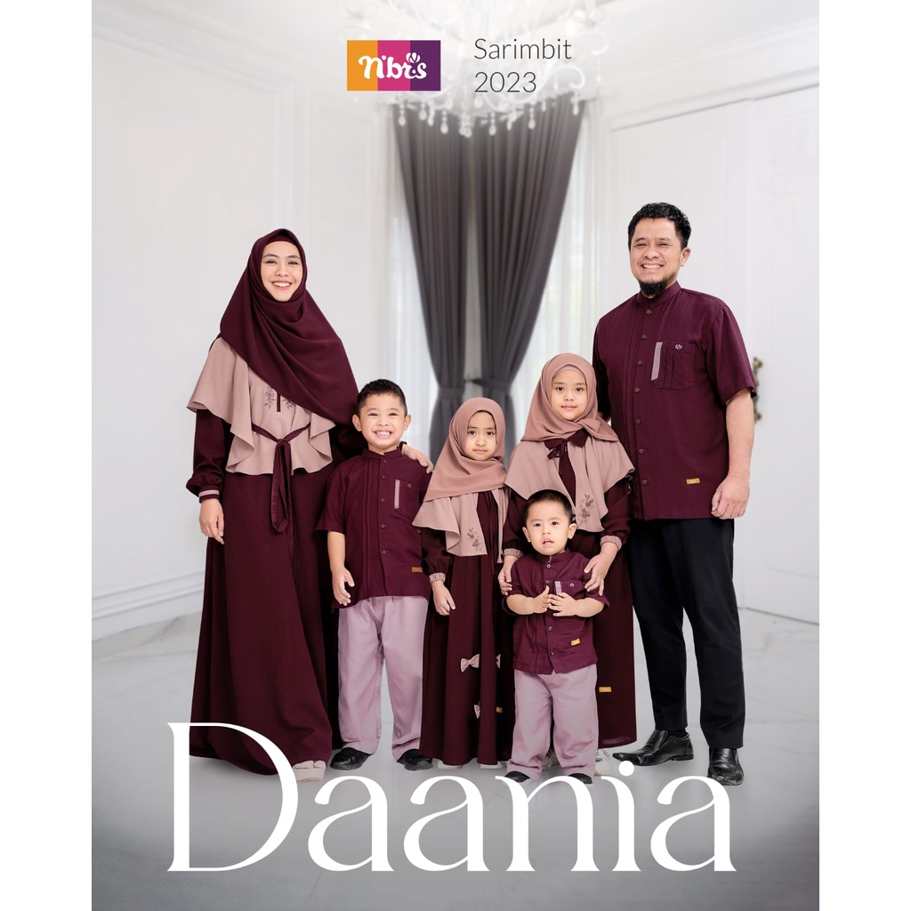 Jual Nibras Sarimbit 2023 Daania Burgundy Baju Couple Keluarga Seragam ...