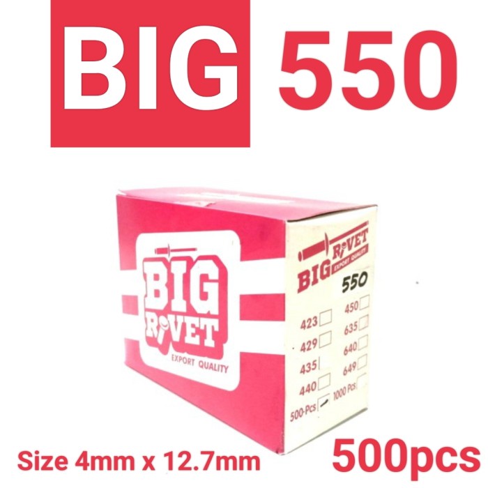 Jual Paku Rivet BIG RIVET 550 size 4mm x 12.7mm | Shopee Indonesia