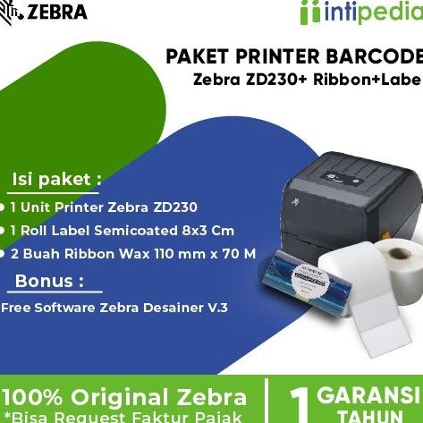 Jual Paket Murah Printer Barcode Zebra Zd230, Ribbon & Label 8X3 ...