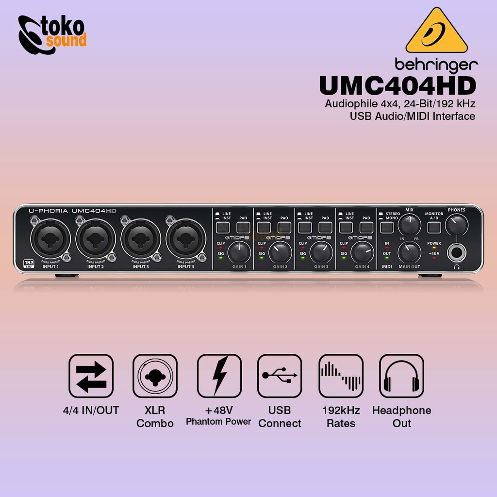 Jual Behringer UMC404HD U-Phoria 4x4 USB Audio Interface | Shopee Indonesia