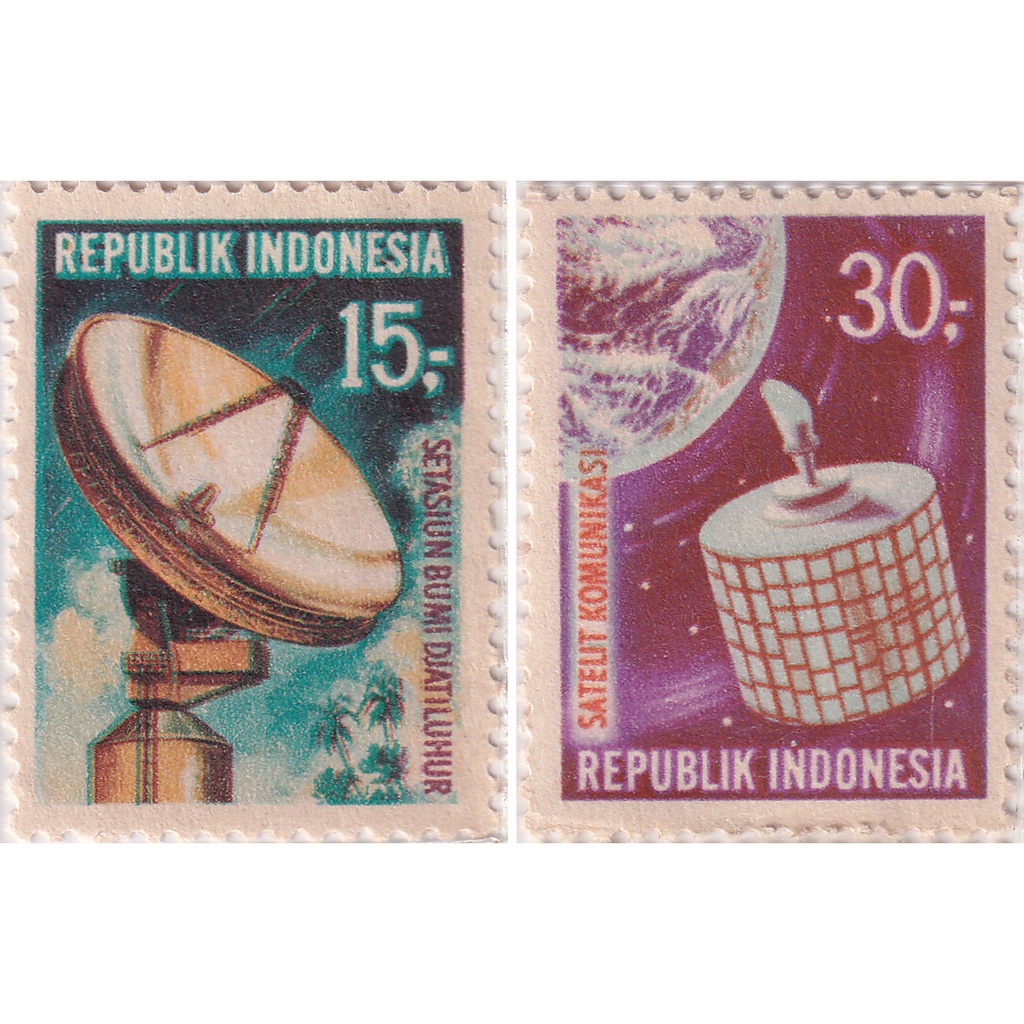 Jual Prangko Indonesia 1969 - Satellite Communications and Inauguration ...