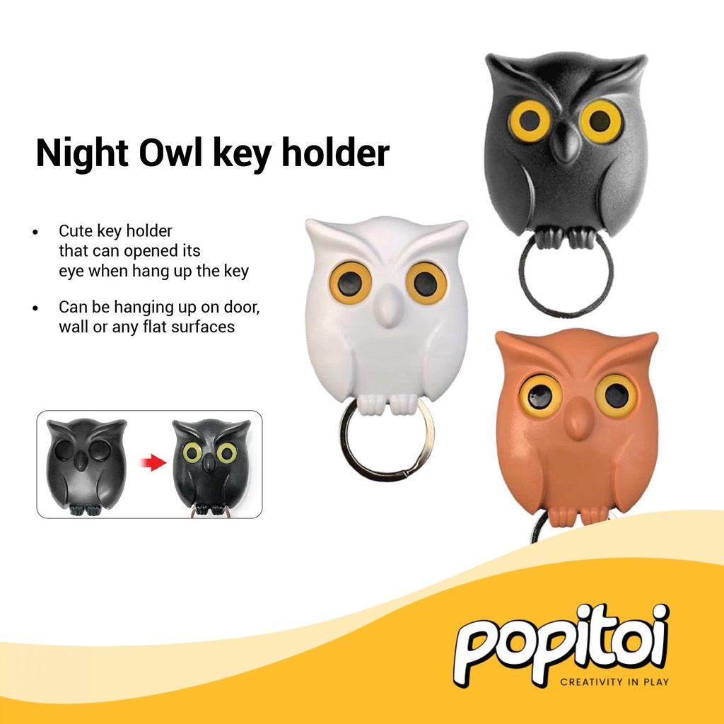 Jual Night Owl Magnetic Wall Mounted Key Holder Hook Keychain Rak ...