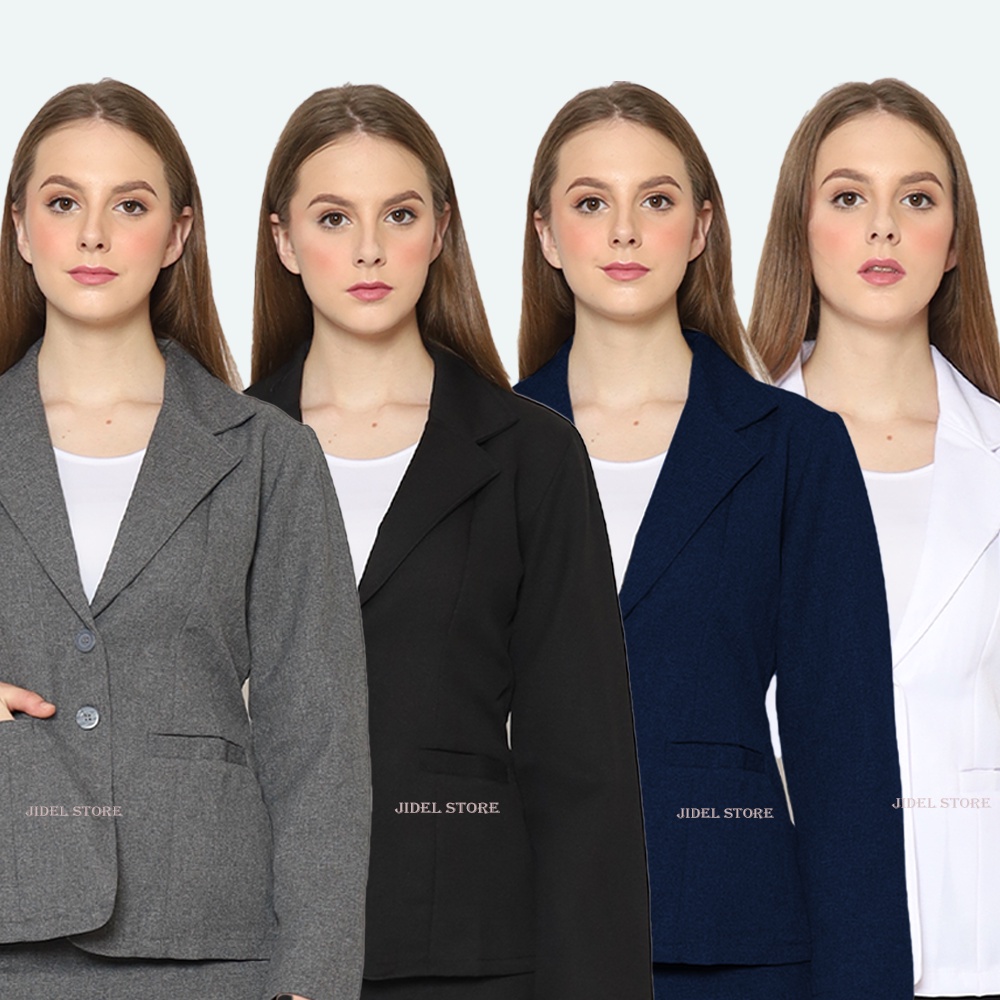 Jual Blazer Formal Wanita, HITAM PUTIH ABU DONGKER S-5L JUMBO BIG SIZE ...