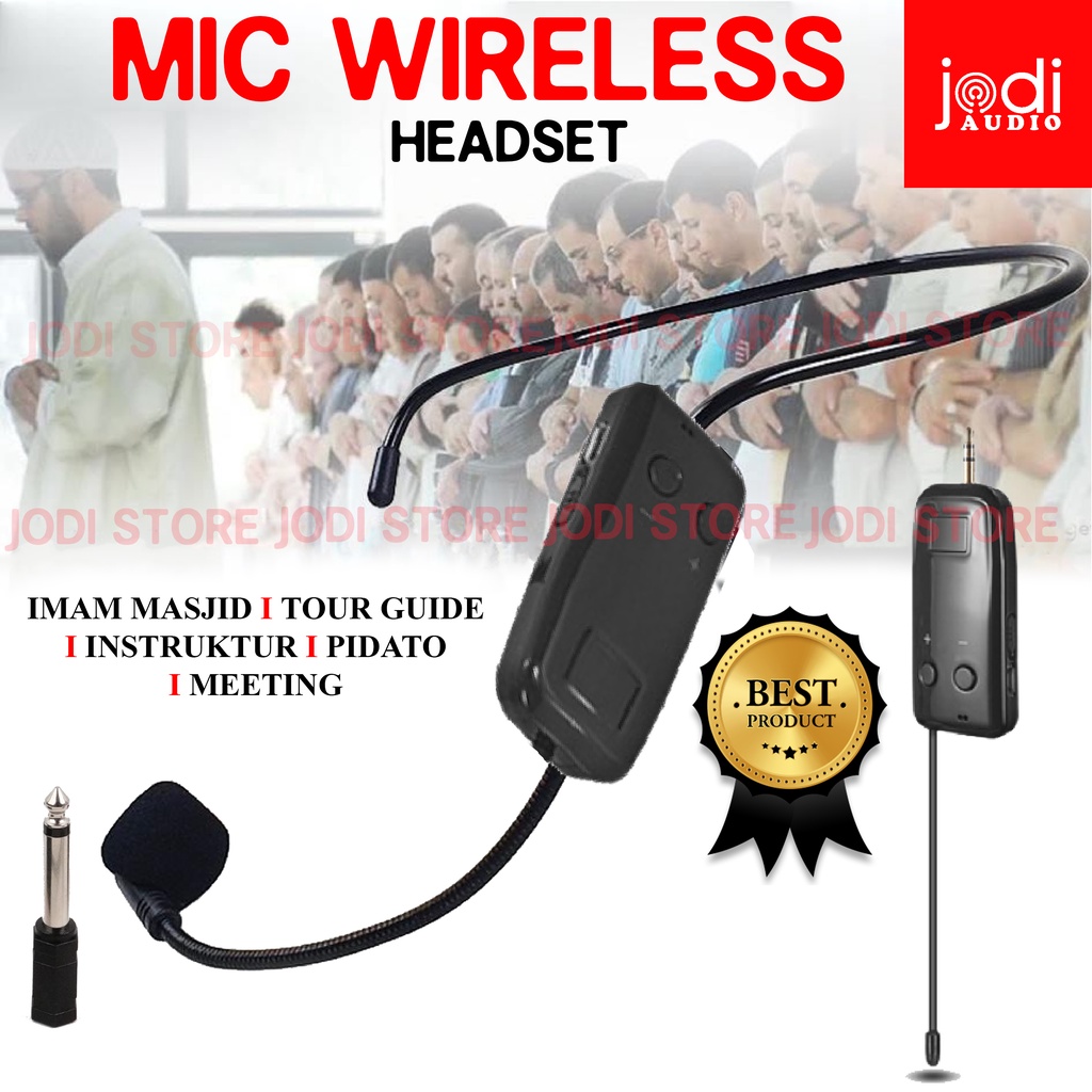 Jual JODI HM 1 / HM 2 Microphone Mic Clip On Wireless Bando UHF 2.4G Presentasi Tur Imam Masjid ...