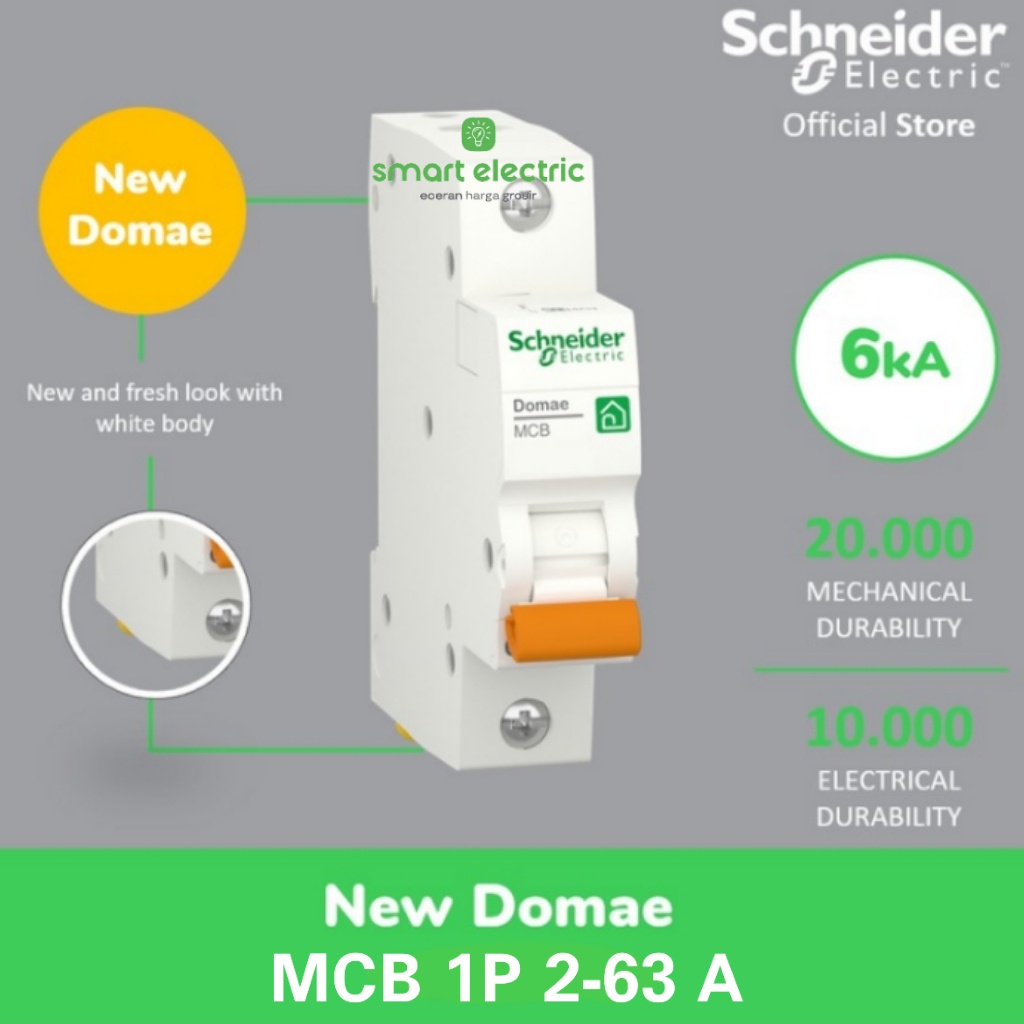 Jual MCB Schneider Electric Domae 1P 2A-63A Stut 1 Phase Bagus SNI Murah | Shopee Indonesia