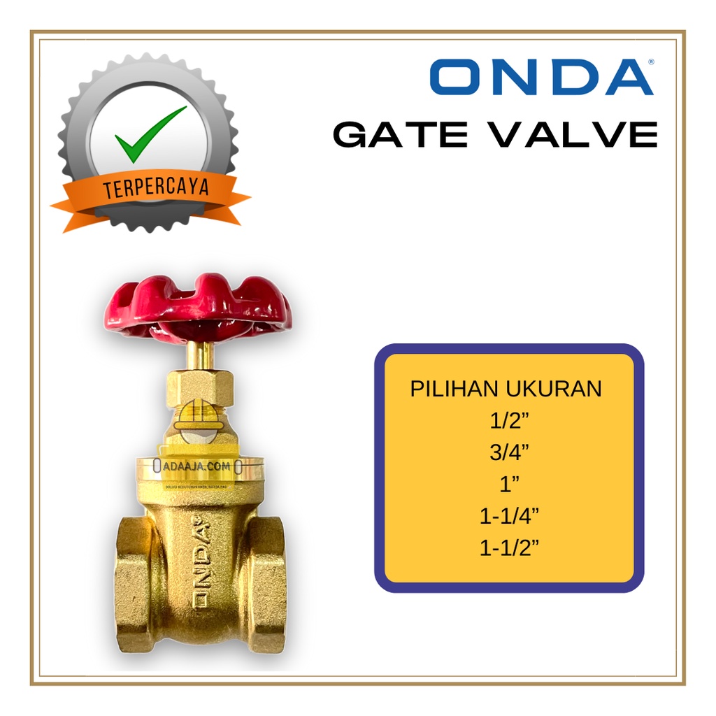 Jual Stop Keran Kran Gate Valve 1/2" 3/4" 1" 1-1/4" 1-1/2" - Onda ...