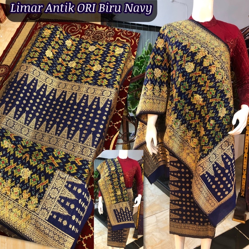 Jual Songket Limar Antik ORI Motif Cantik manis Biru Navy / Songket ...