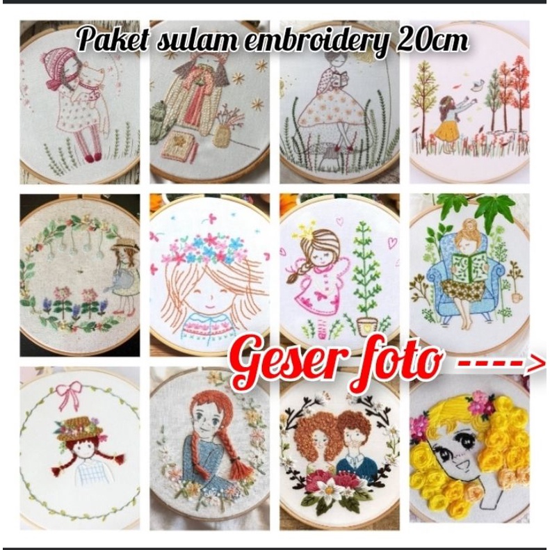 Jual Paket diy sulam benang embroidery kit pemula beginner kartun anak ...