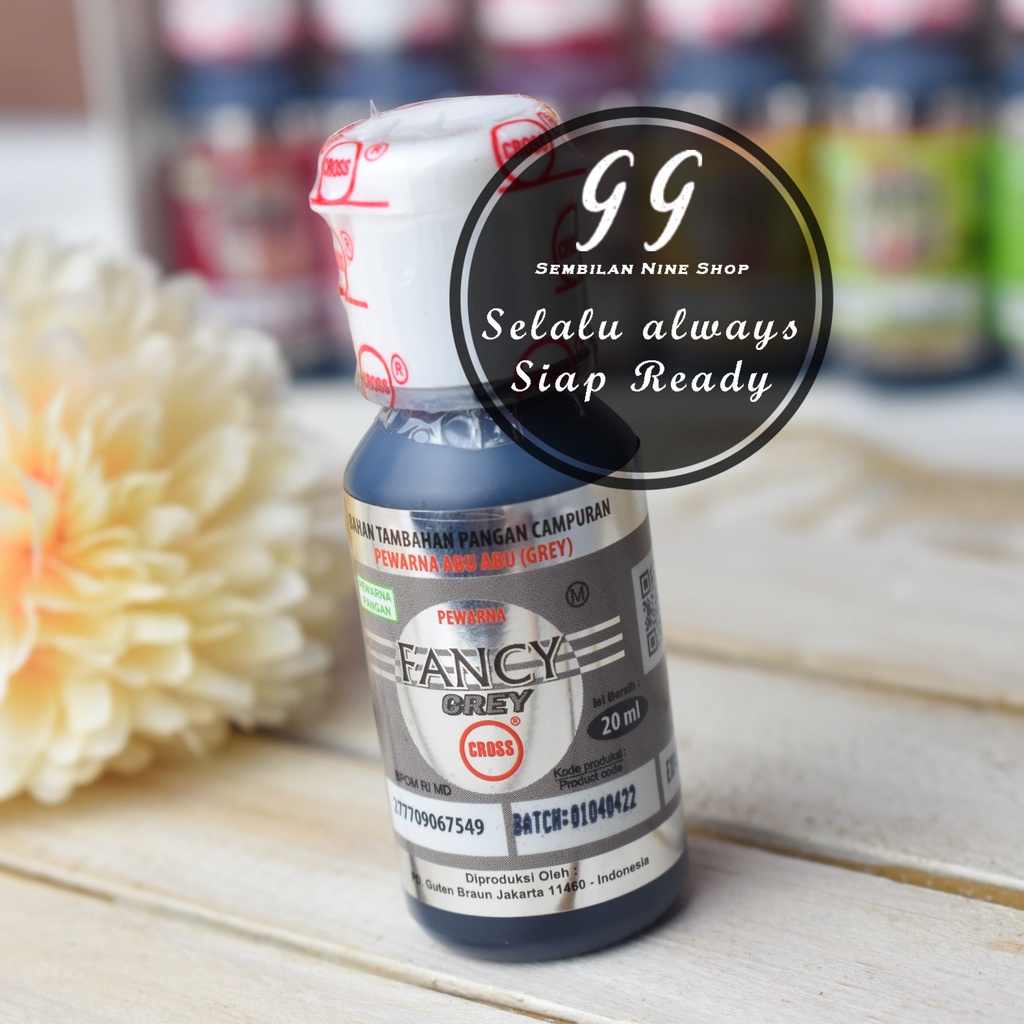 Jual FANCY GREY Cross Food Coloring Oil Base 20 ML Abu-abu Pewarna ...