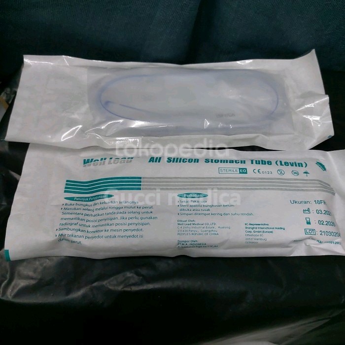 Jual ngt silicon no 16 18 stomach tube merk wallead selang makan ...