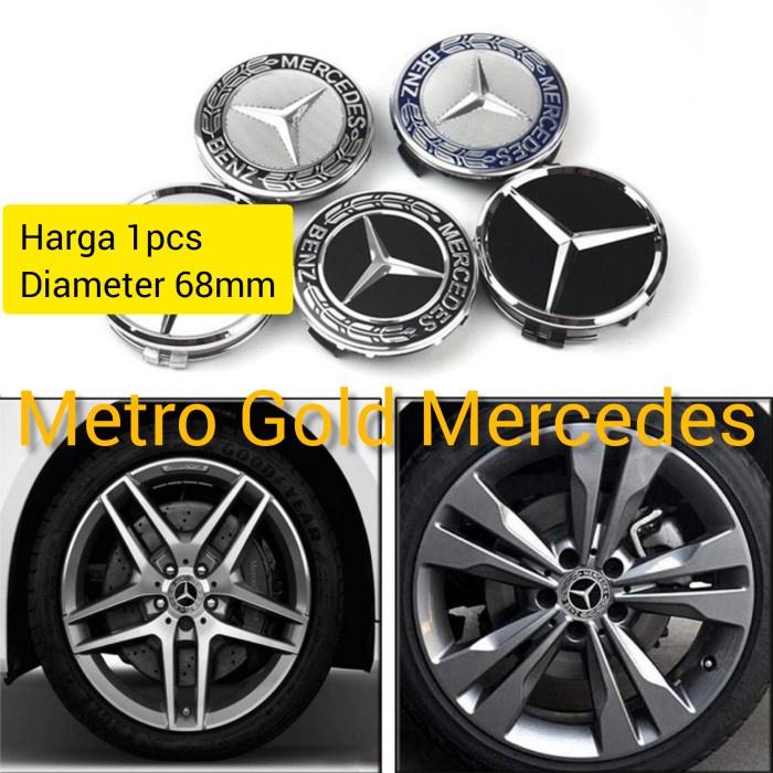 Jual Dop Velg Roda Emblem Mercedes Benz 68mm 6.8cm Tutup Dop Roda Mercy ...