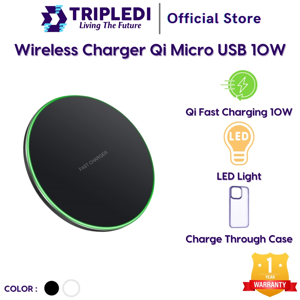 Jual TRIPLEDI Wireless Charger 10W QI Fast Charging LED Ring Indicator ...