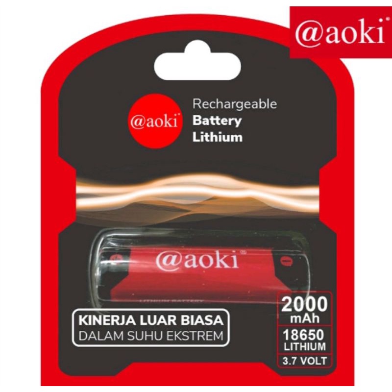 Jual Aoki Baterai Lithium 18650 2000. mAh asli full original Aoki parts ...
