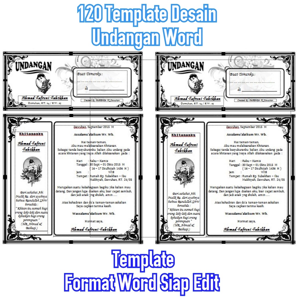 Jual Paket Template Desain Undangan Pernikahan Khitan Syukuran Tahlil ...