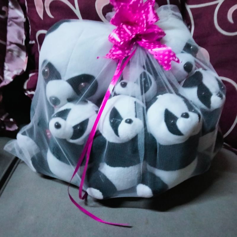 Jual BOneka panda beranak lucu Murah indukan 2 ukuran m anakan 5 biji ukuran mini s | Shopee ...