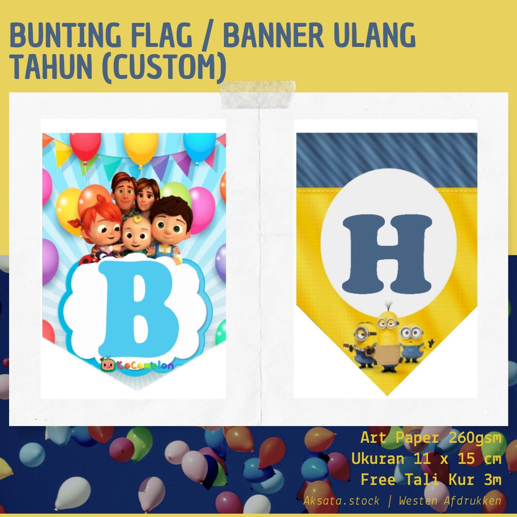 Jual (Custom) Bunting Flag / Bendera Happy Birthday / Banner Happy ...