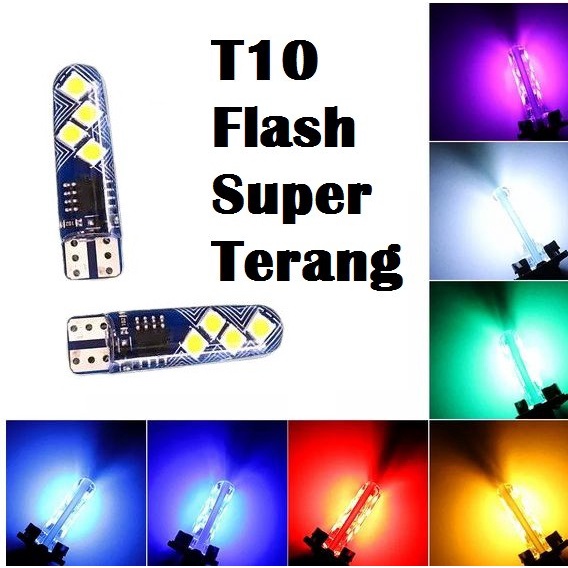 Jual Lampu LED T10 Kedip Flash 8 jelly senja sein sen sign riting gel ...