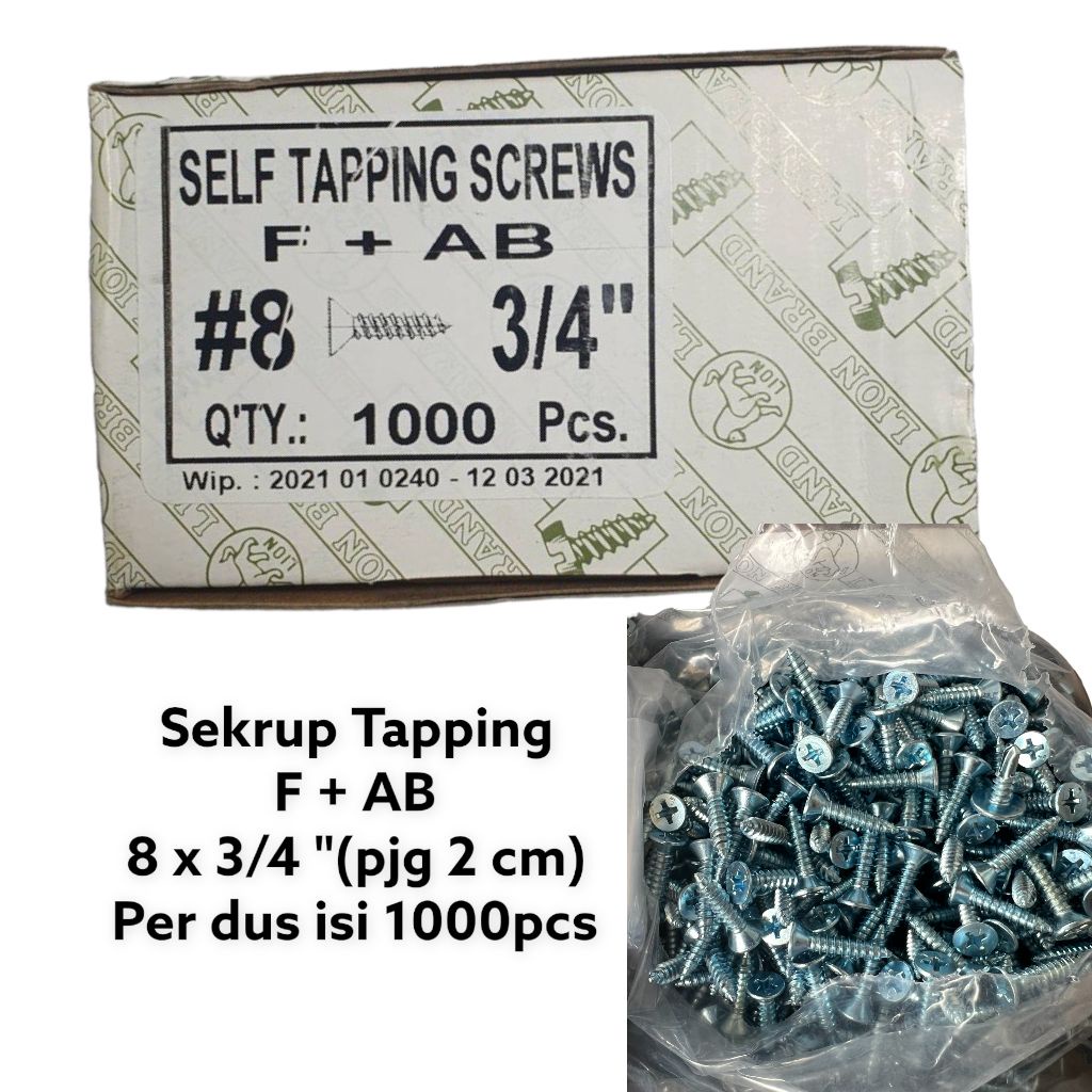 Jual SC99 F+AB 8 x 3/4" SEKRUP TAPPING PANJANG SEKRUP 2cm/SEKRUP PER ...