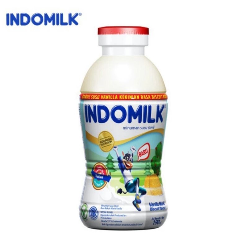 Jual SUSU INDOMILK BOTOL 190 ML RASA COKLAT, STRAWBERRY, MELON, VANILA BISCUIT | Shopee Indonesia