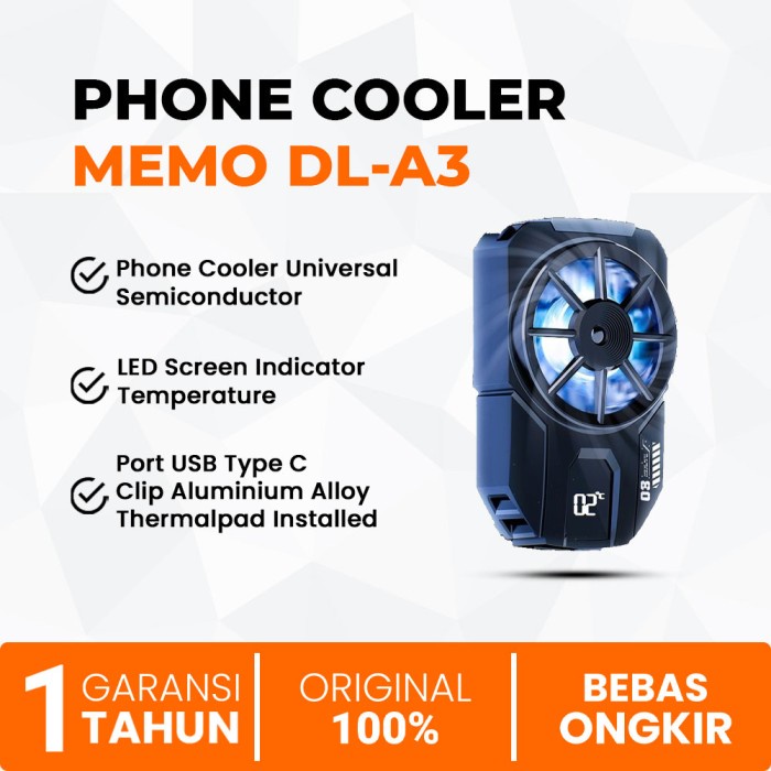 Jual MEMO DLA3 Cooling Fan Phone Cooler Pendingin HP Radiator Indicator ...
