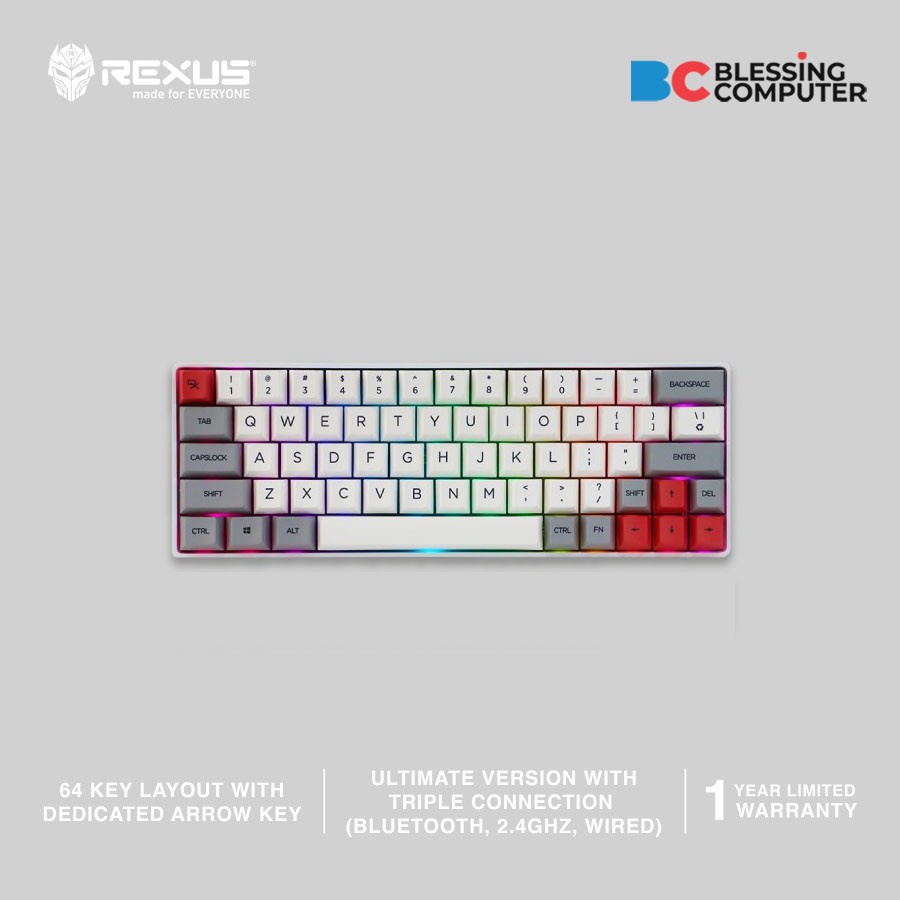 Jual Keyboard Gaming REXUS DAXA M64 ULIMATE WHITE Switch Blue | Shopee ...