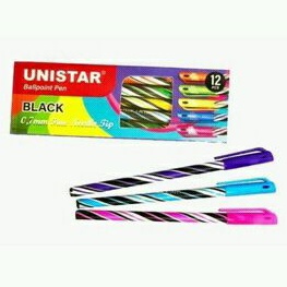 Jual Bolpoin/Polpen Lilin UNISTAR Satu Pack Isi 12Pcs Warna Hitam ...