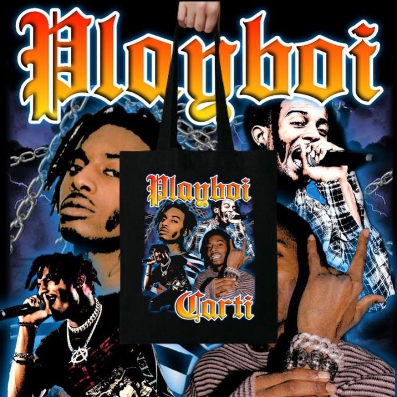 Jual TOTE BAG PLAYBOI CARTI Totebag Hitam Rapper Tote bag distro kanvas ...