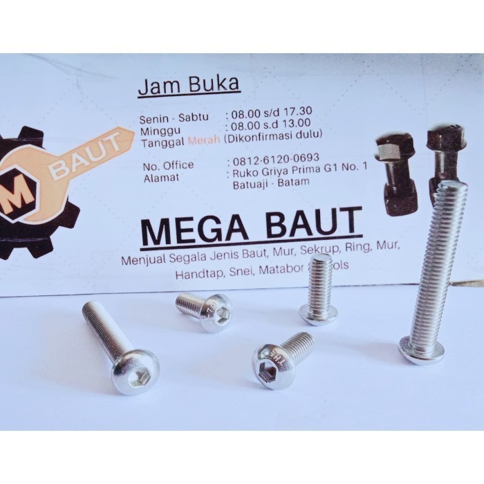Jual Baut L Button Stainless M6 x 12 - baut l m6x12 | Shopee Indonesia