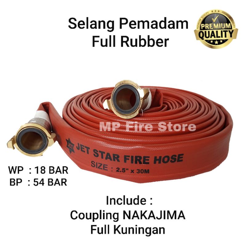 Jual FIRE HOSE RUBBER NAKAJIMA 2.5 x 30 M SELANG PEMADAM JETSTAR JET STAR | Shopee Indonesia
