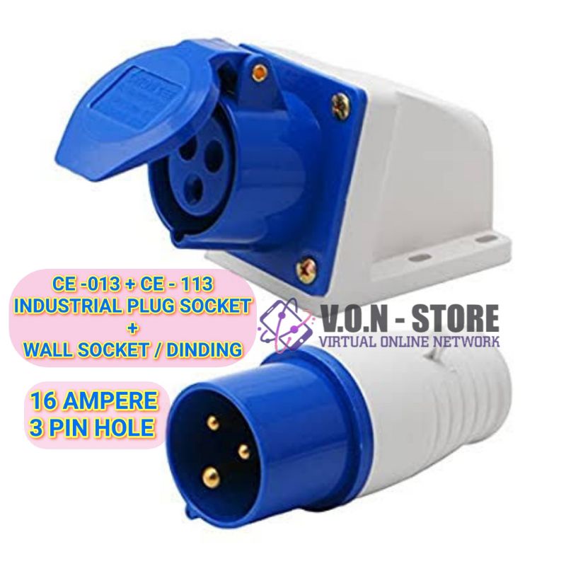 Jual INDUSTRIAL PLUG MOUNTING MALE + WALL SOCKET / DINDING FEMALE 16a ...