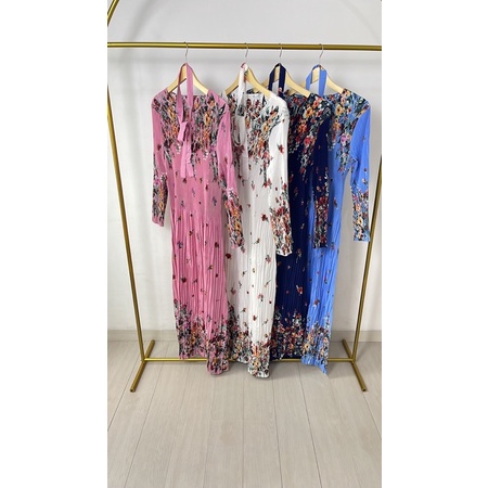 Jual BJ - Dress Plisket Bunga Peemium Bangkok ORI | Shopee Indonesia