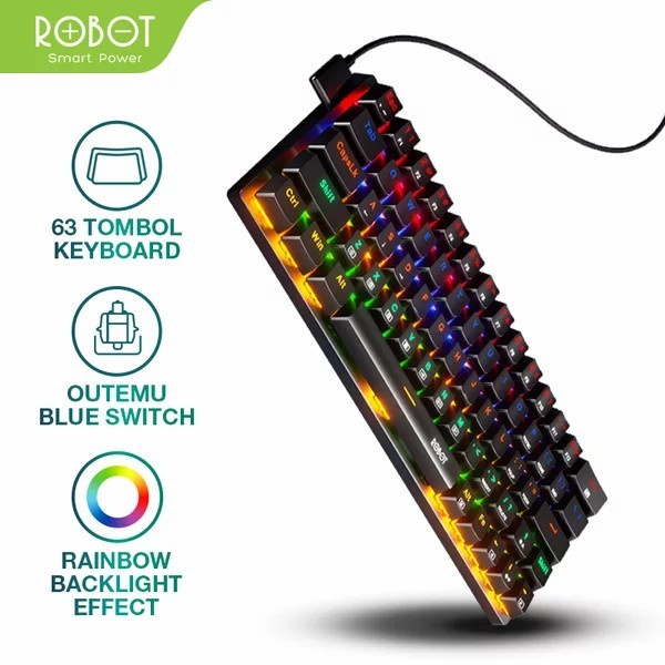 Jual KEYBOARD MECHANICAL ROBOT KB20 WIRED WITH RGB LED LIGHTING ANTI ...