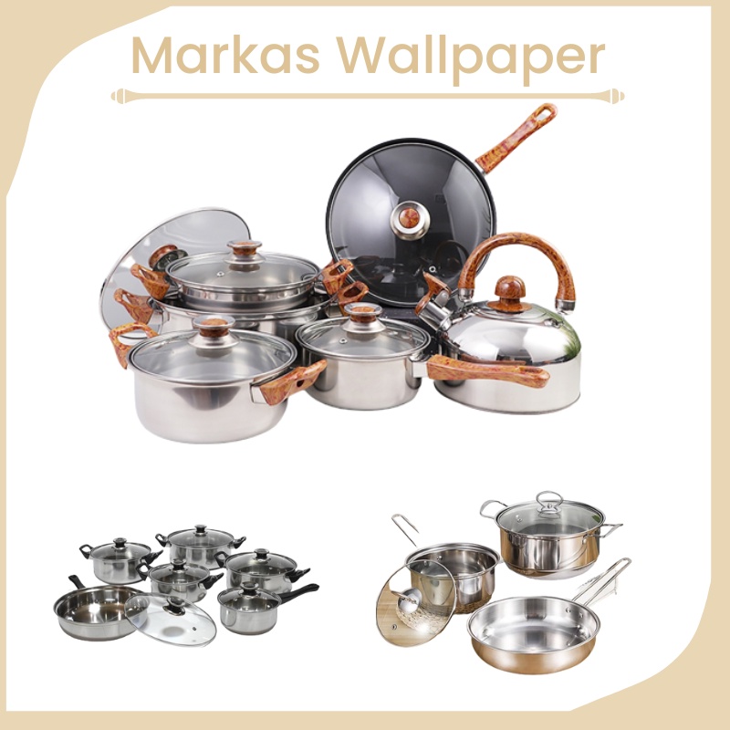 Jual Panci Set Stainless Steel 12 Pcs Dengan Teko panci set anti ...