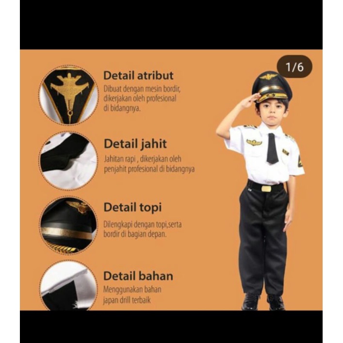 Jual PAKAIAN PROFESI PILOT ANAK 3-12 TAHUN | Shopee Indonesia