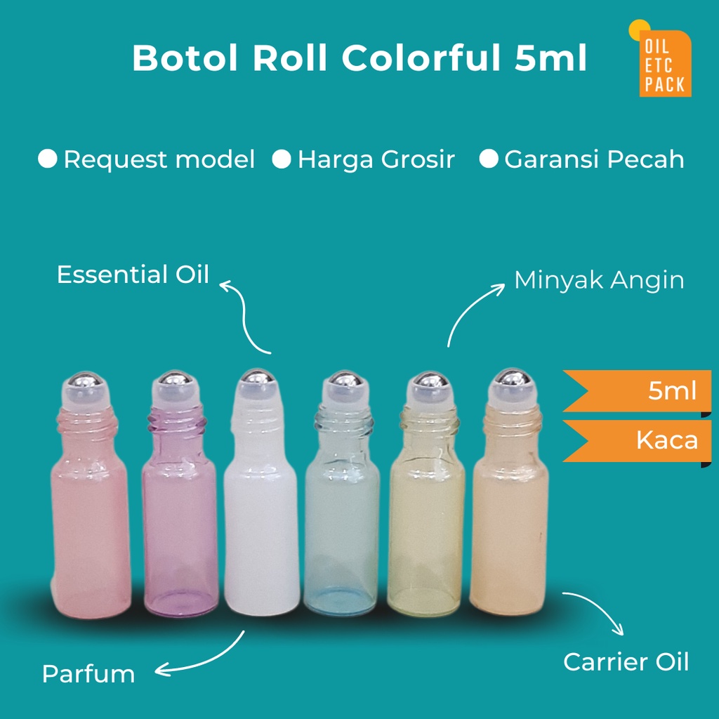 Jual Botol Roll Mini Kaca Colorful Thin 5ml / Roller Stainles / Wadah ...