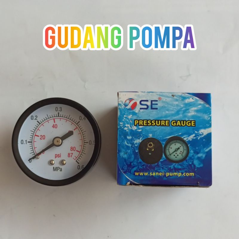 Jual Pressure gauge Sanei 3/8 BB / pengukur tekanan pompa air 3/8 BB ...