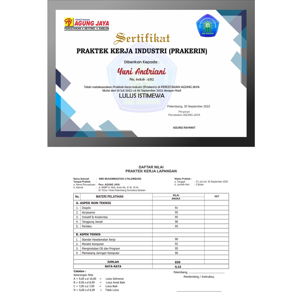 Jual Sertifikat & Piagam Perusahan / Sekolah / Pemerintahan / Magang 2 ...
