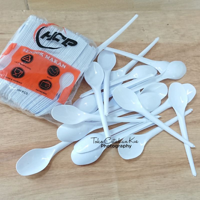 Jual Sendok Makan/Sendok Es Plastik Putih Susu @100pcs | Shopee Indonesia