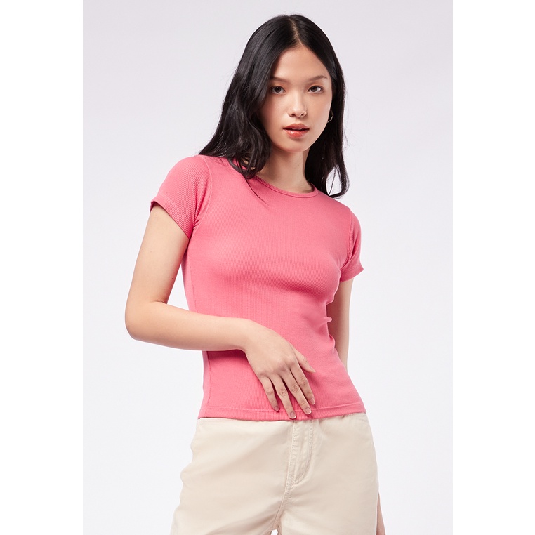 Jual COLORBOX Ribbed Short Sleeve T-Shirt Pink | Shopee Indonesia
