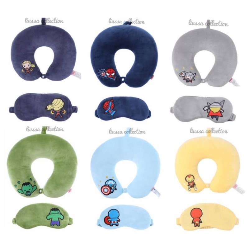 Jual Bantal Leher Miniso - Marvel U-shape Neck Pillow & Eye Mask ...