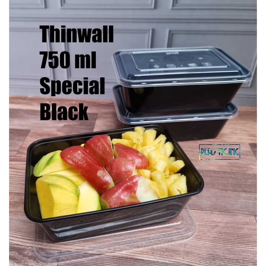 Jual Thinwall 750 ml Warna/Box Plastik 750ml Warna/Thinwall Warna Black ...