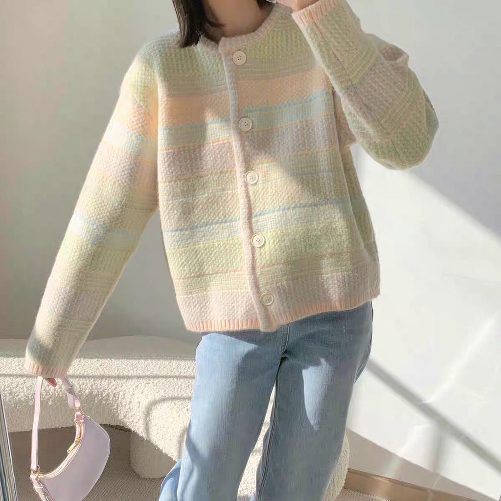 Jual [ COD]SWEATER RAINBOW/ VINTAGE CARDIGAN IMPORT/cardigan korean ...