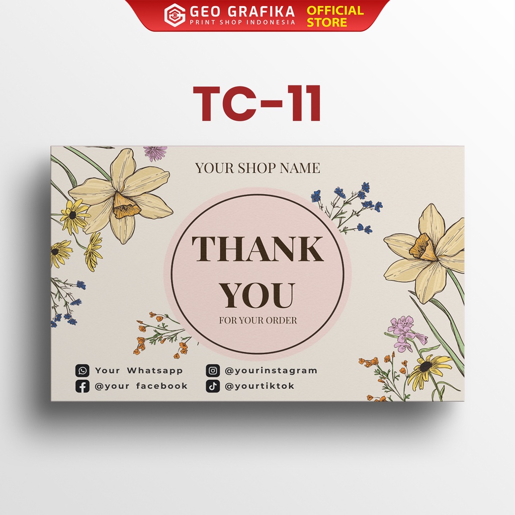 Jual Thank You Card / Kartu Ucapan Terima Kasih Aesthetic Online Shop Custom Free Desain - Geo ...