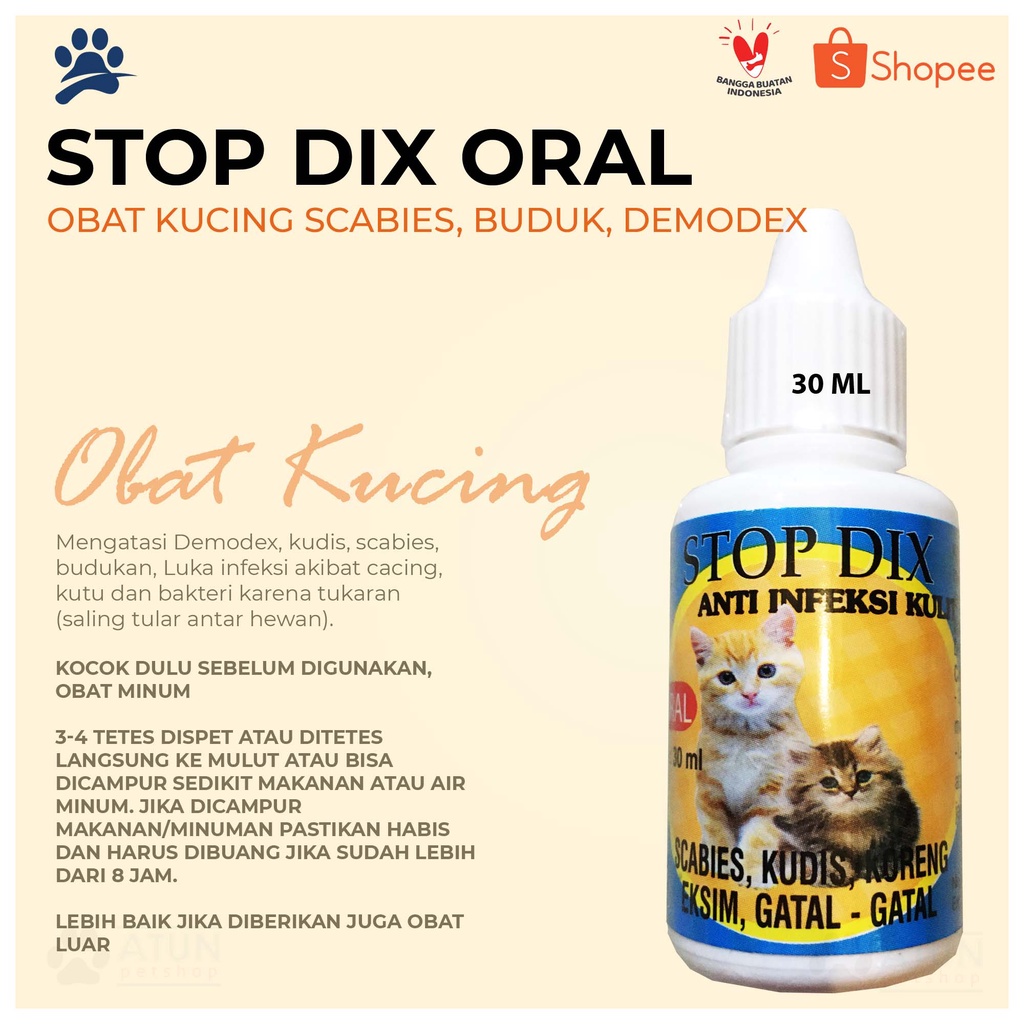 Jual Stop Dix ORAL ORAL Obat Minum Untuk KUCING SCABIES | Shopee Indonesia